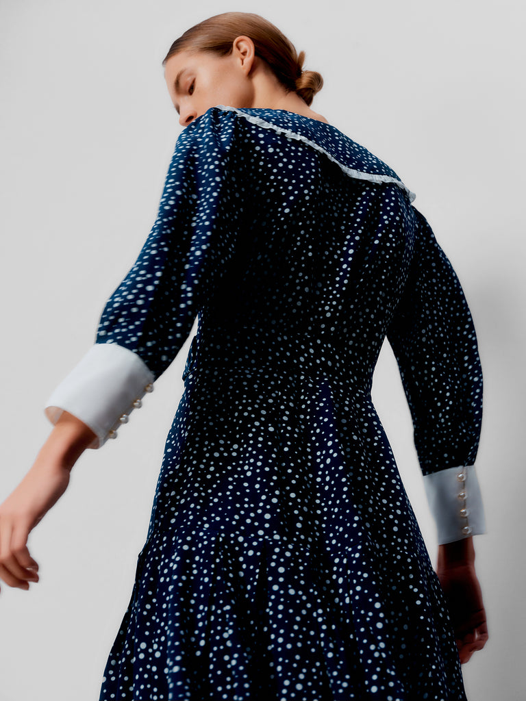 Romily Navy Polka Dress – Beulah London