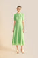 Elegant Apple Green Dress | Ahana Short Sleeve Wool Crepe