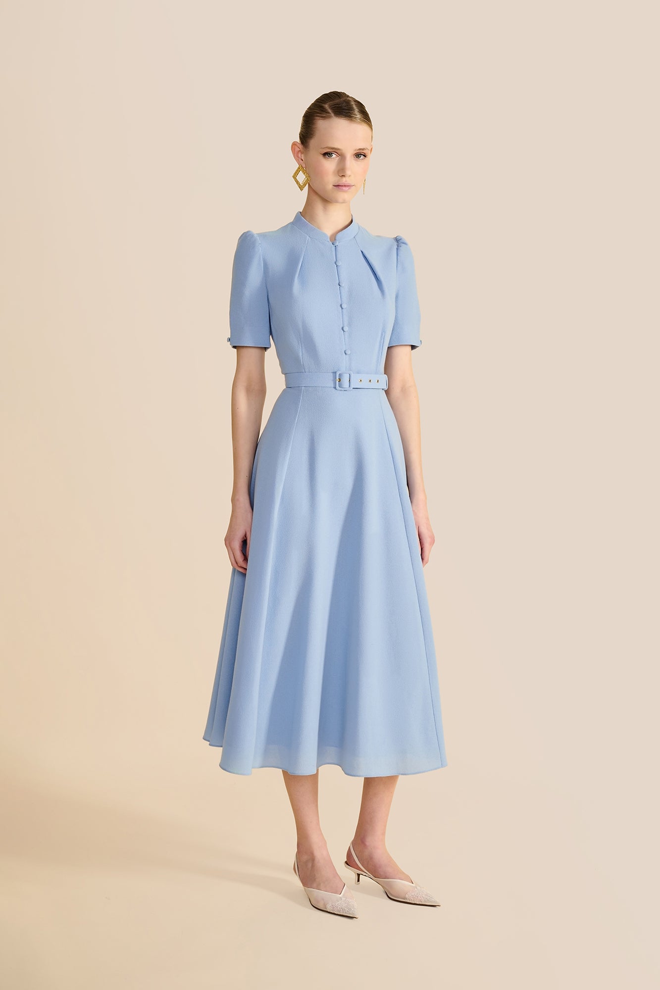 Sustainable Pale Blue Dress | The Ahana Dress For Fit & Flare Style