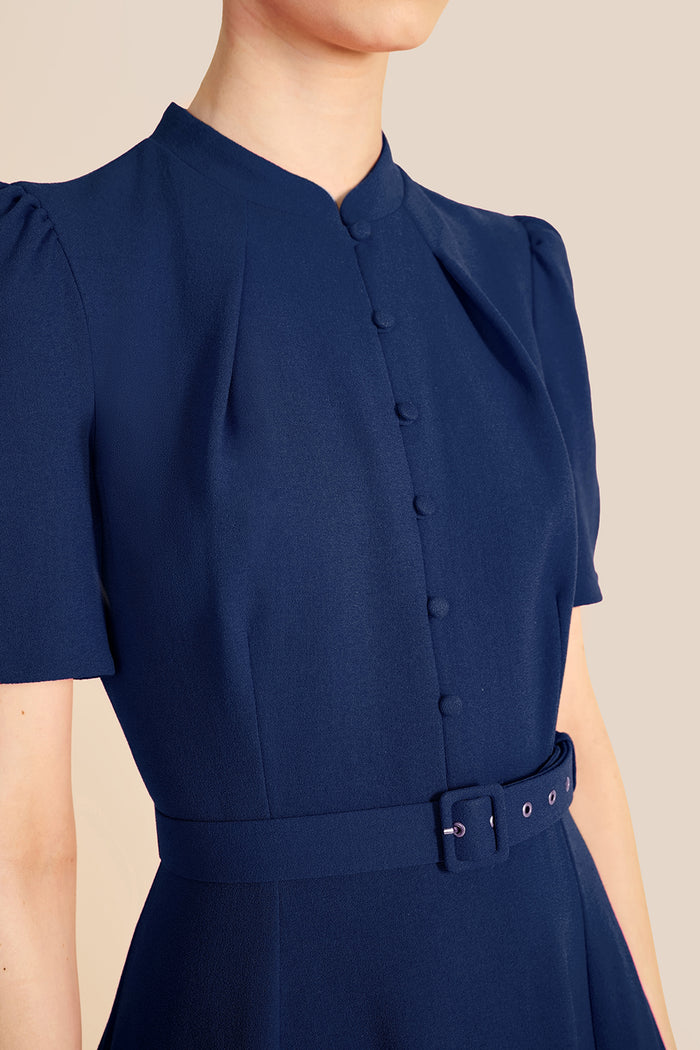 Elegant Navy Evening Dress | The Ahana Short Sleeve