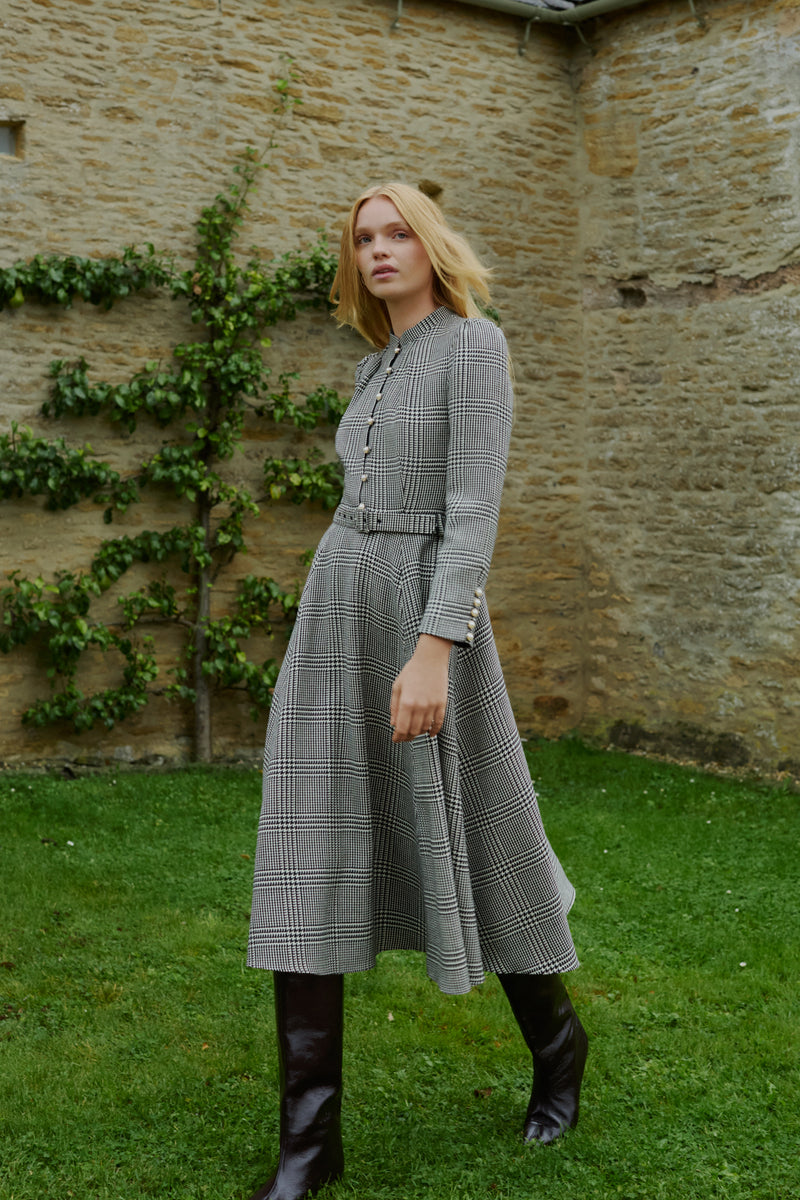 Ahana Houndstooth Dress | Timeless Elegance