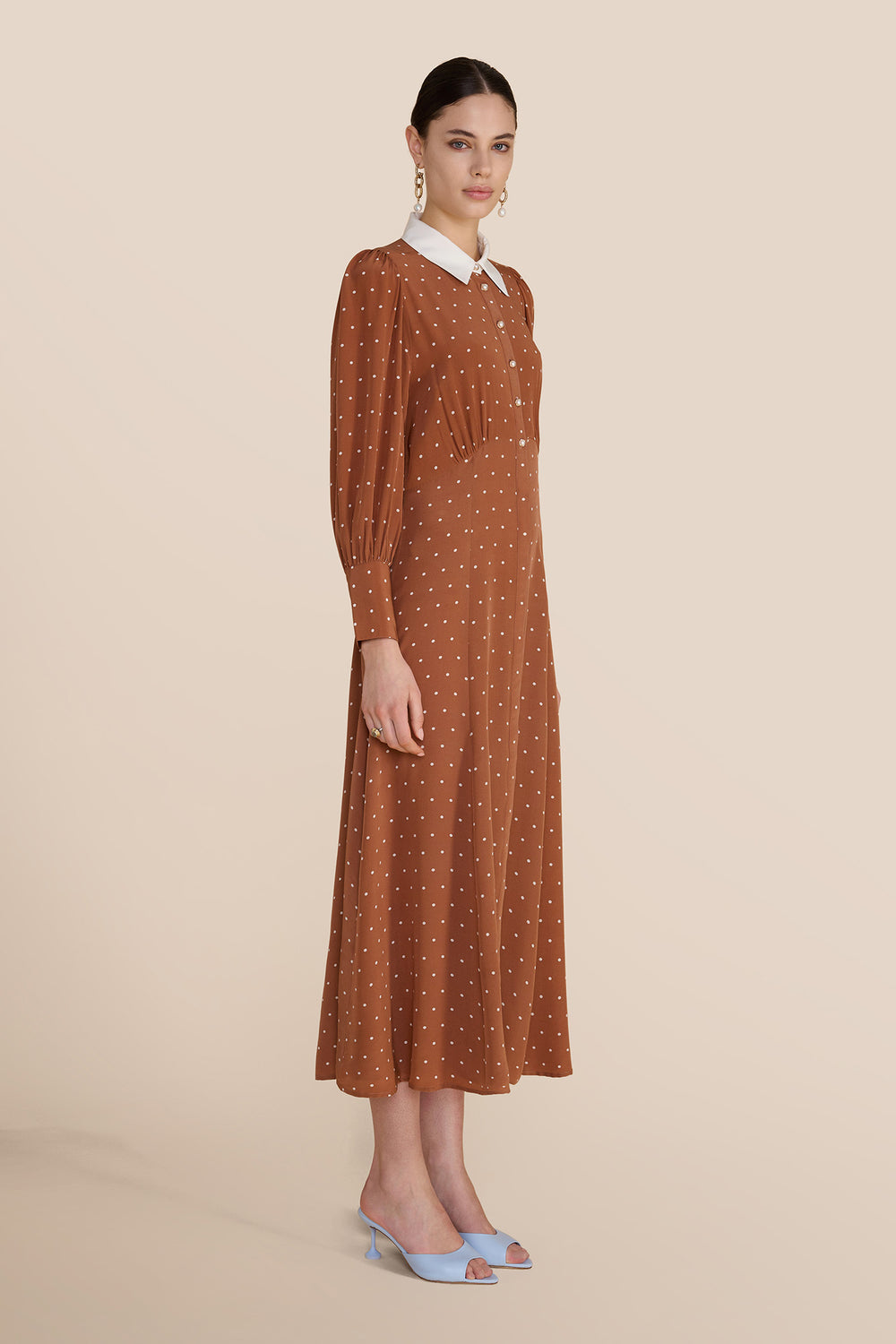 Calla Tan Polka Dot Dress